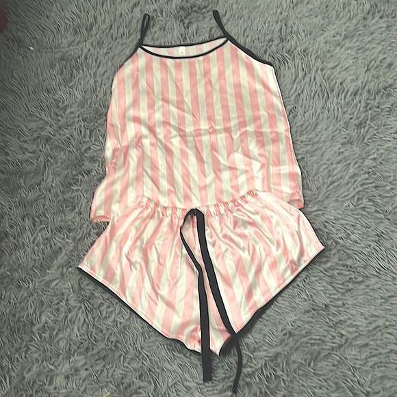 Intimates & Sleepwear | Pink And White Silk Striped Pajamas For Summer ...